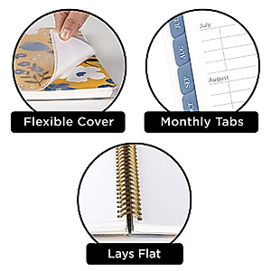 Mead 2023-2024 Academic Planner, Weekly & Monthly, 8-1/2" x 11", Large, Monthly Tabs, Pocket, Flexible Cover, Customizable, Caprice, Yellow Floral (1319A-901A)