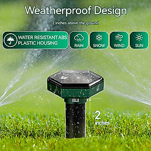 Mole Repellent Solar Powered 4 Pack buzzkick Solar Mole Repellent Ultrasonic Rodent Repeller，Vole Repellent Outdoor，Ultrasonic Pest Repeller for Yard