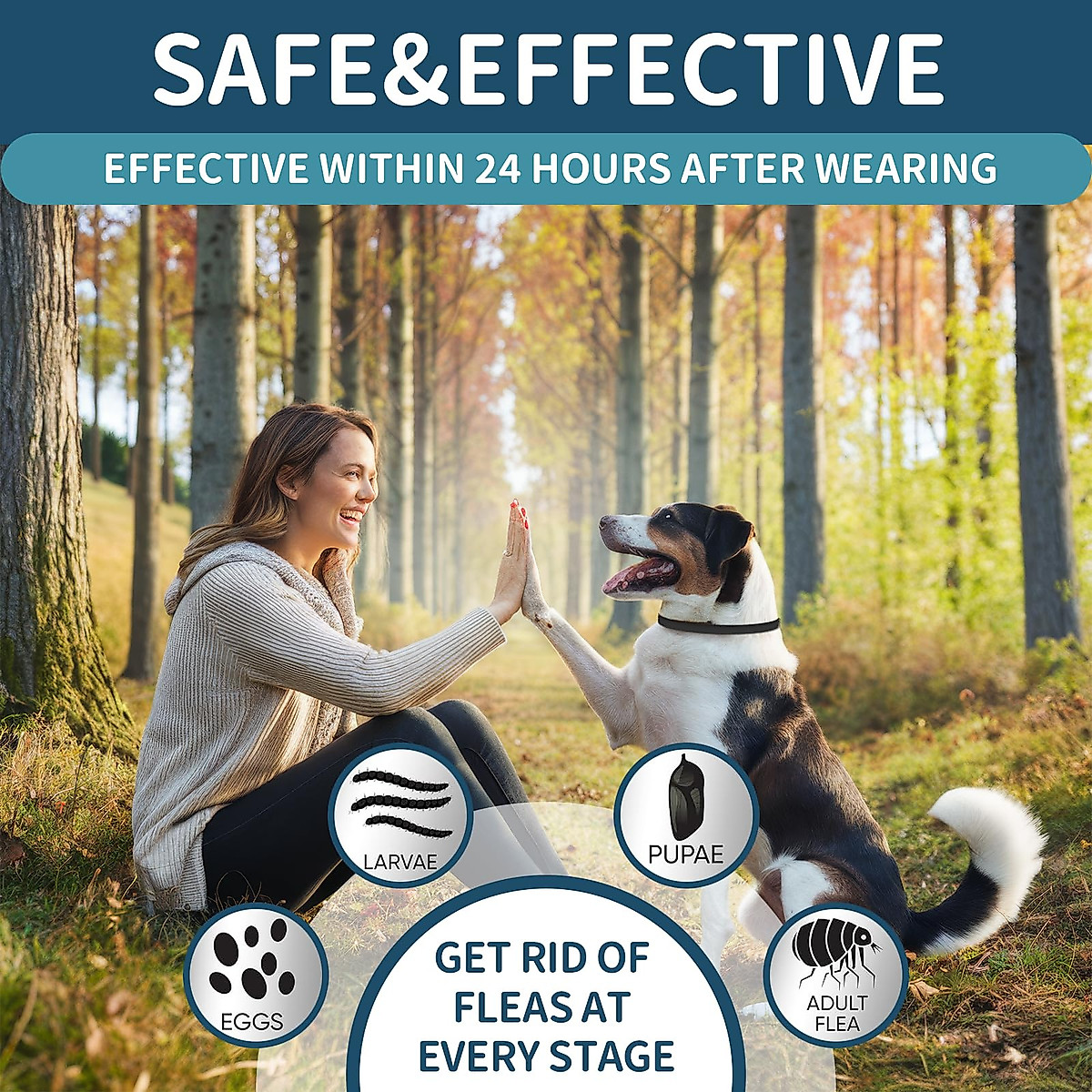 Flea Collar for Dogs, 4 Pack Dog Flea and Tick Collar 32 Months Flea and Tick Treatment Collar for Dog, Waterproof Adjustable Dog Flea and Tick Prevention for Small Medium Large Dog Puppy, Black