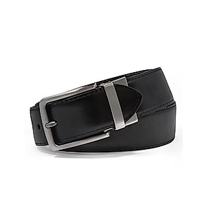 Steve Madden Men's Dress Casual Every Day Leather Belt, Cognac/Black (Feather Edge), 34