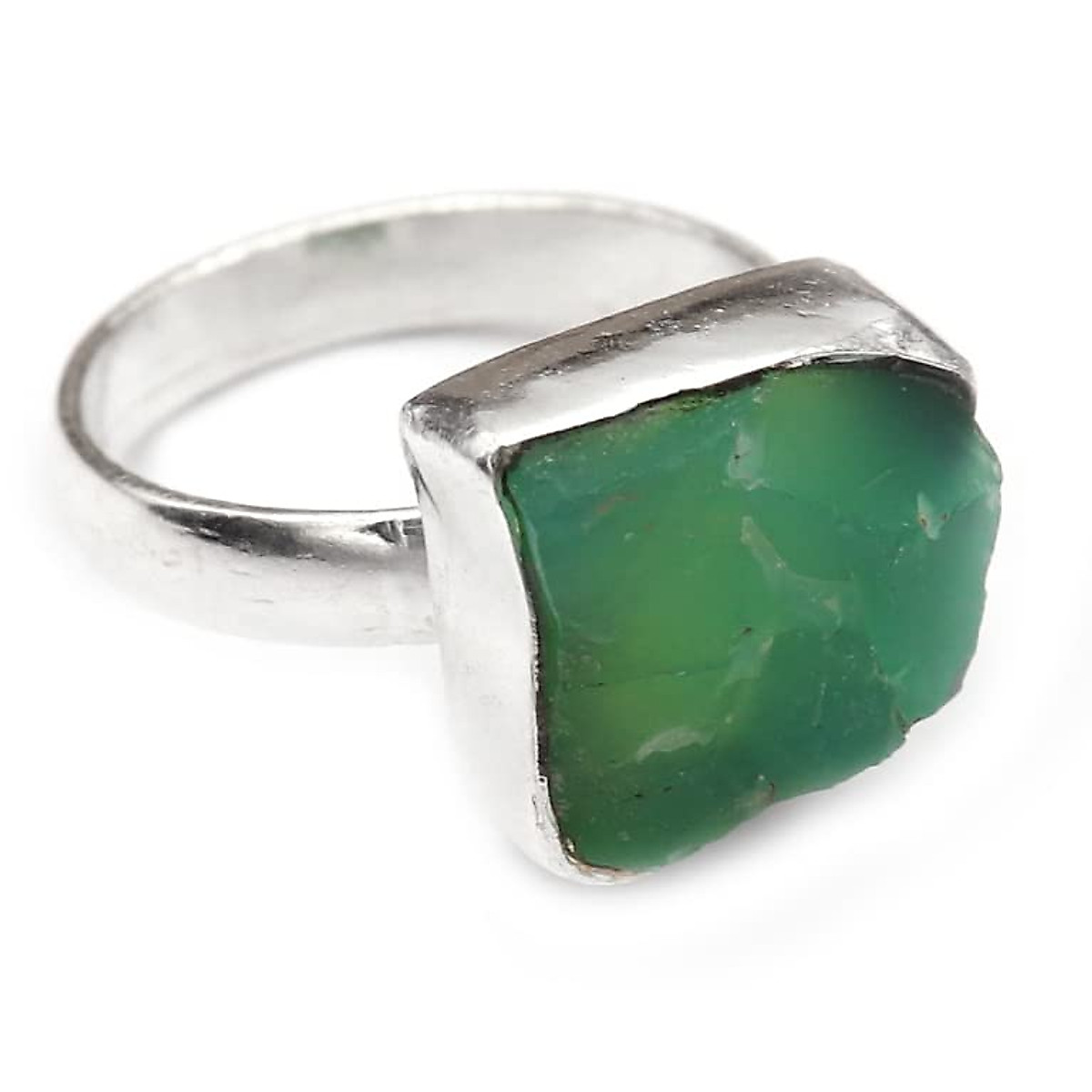 Chrysoprase Gemstone Band Ring 925 Sterling Silver Band Ring Men & Women Band Ring All Size Band Ring Gift Item Handmade Jewerly GESR-469 (US-16)