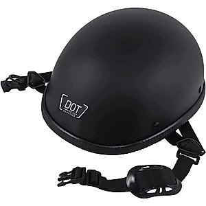 German Style Motorcycle Helmet,Adult Half Helmet Open Face DOT Approved , Retro Half Face Helmet for Cruiser Scooter Chopper (Matte Black,Small)