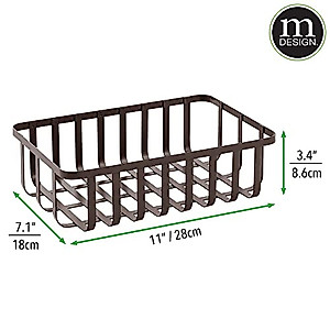 mDesign Farmhouse Metal Kitchen Storage Organizer Basket Bin - For Kitchen Cabinets or Pantry - Store Fruit, Snacks, Cereal, Baking Supplies, Pastas, Packets - Bronze