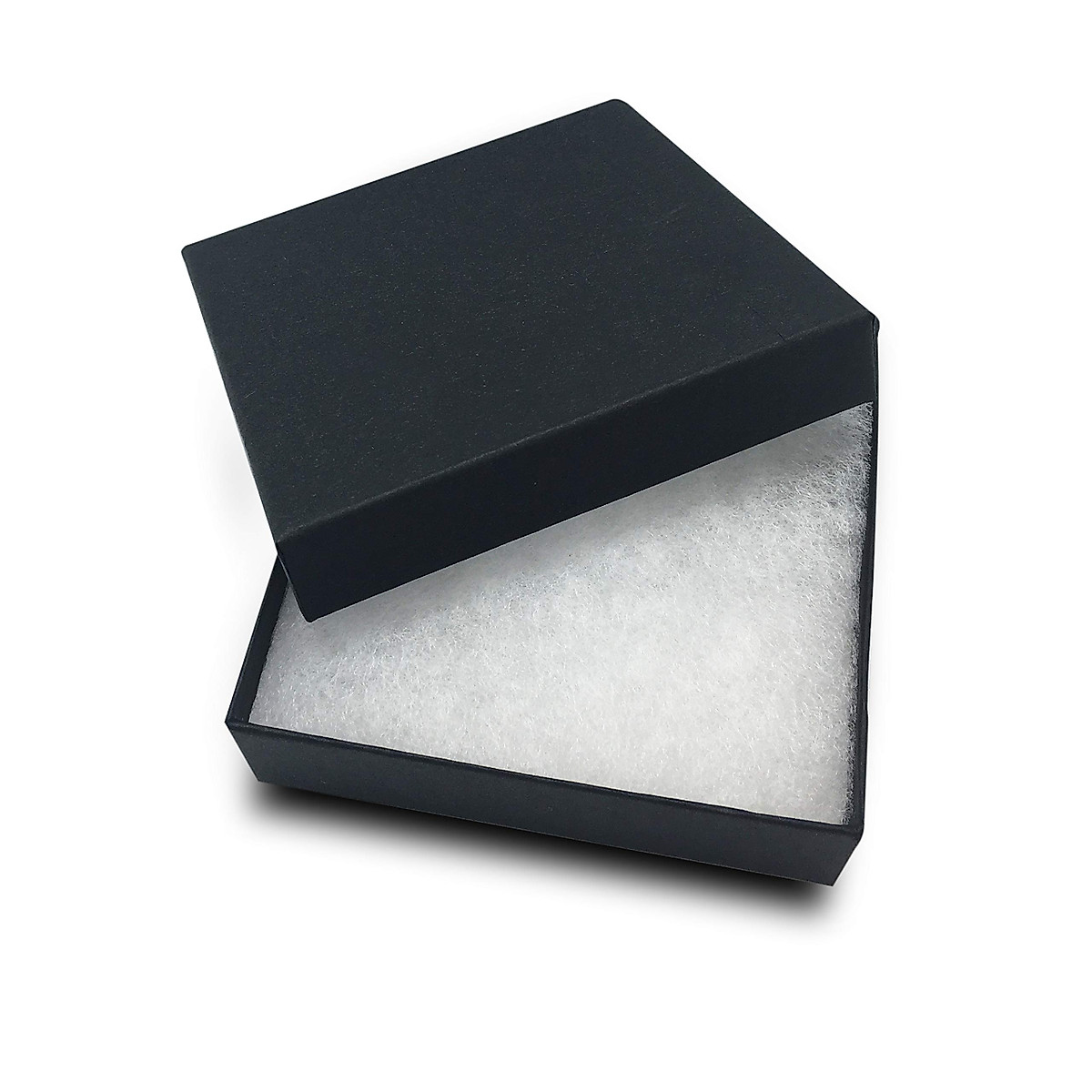 The Display Guys – Cardboard Jewelry Boxes With Cotton – 100 Pack – Matte Black – #33 (3 1/2" x 3 1/2" x 1")