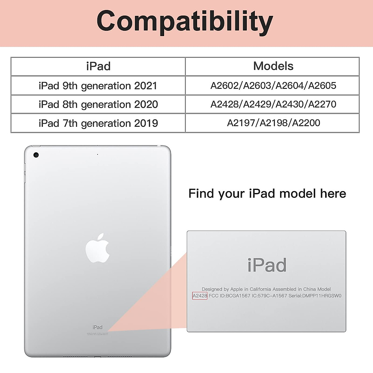 GHINL for iPad 9th/8th/7th Generation Case (2021/2020/2019) iPad 10.2-Inch Case with Pencil Holder [Sleep/Wake] Slim Soft TPU Back Smart Magnetic Stand Protective Cover Cases(Light Pink)