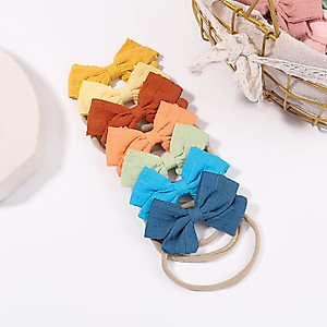 choicbaby 20PCS Baby Nylon Headbands Bows, Super Soft Cotton Linen Nylon Hairbands for Newborn Infant Toddlers Kids Hair Accessories