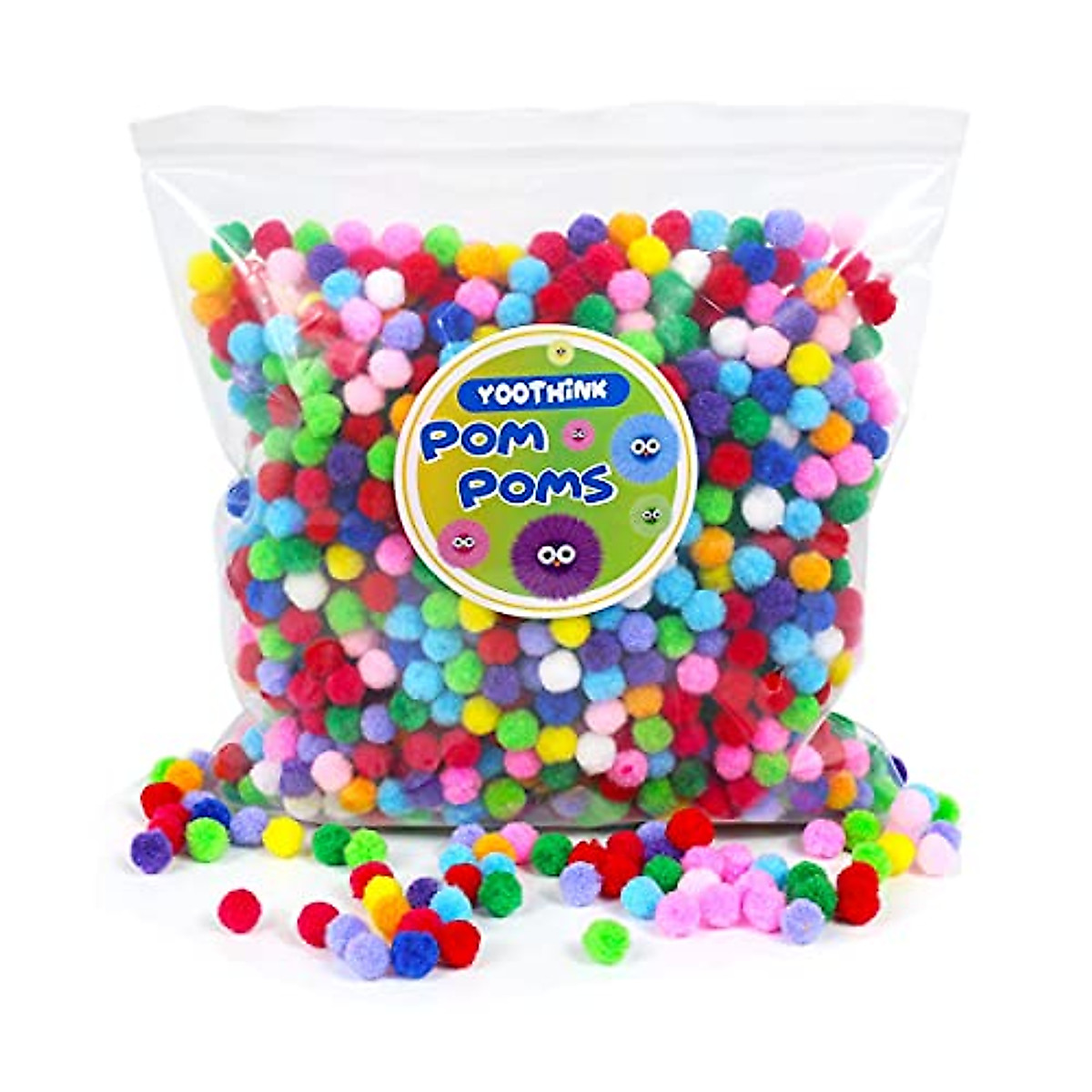 Pompoms for Crafts,1500Pcs 1CM Small pom poms for Crafts,Pompoms for DIY Creative Crafts Decorations