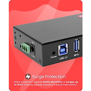 7-Port USB 3.0 Din Rail Mountable Hub Metal Chassis