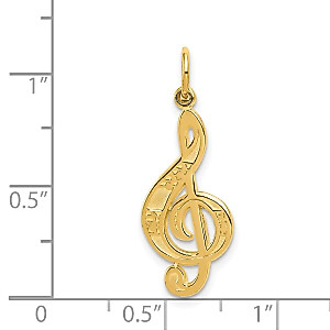 IceCarats 14K Yellow Gold Treble Clef Music Note Necklace Charm Pendant Only
