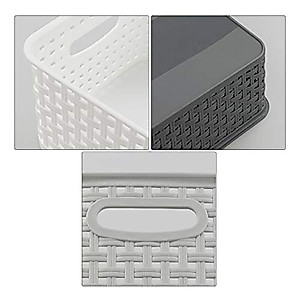 Leendines Plastic Weave Basket Bin for Storage, 6 Packs Small Baskets