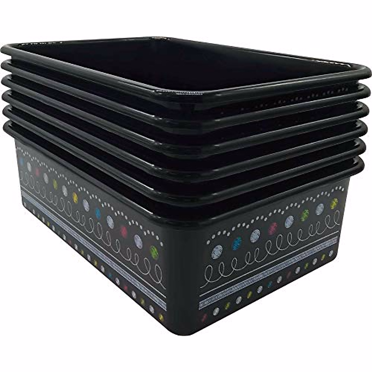 Chalkboard Brights Large Plastic Storage Bins - 6 Pack