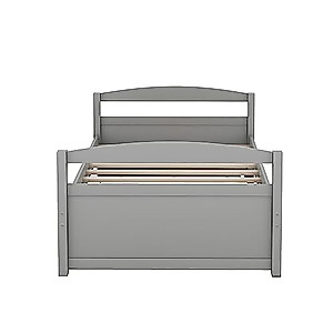 Harper & Bright Designs Twin Daybed with Trundle, Solid Wood Bed Twin Size Bed Sofa Platform Bed Frame, No Box Spring Needed (Twin Size, Gray)