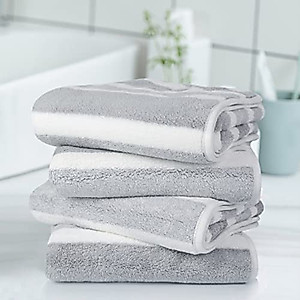 KinHwa Microfiber Hand Towels for Bathroom Soft and Absorbent Face Towels Grey Bathroom Hand Towels for Spa Hair Bath 30inchx16inch 4 Pack