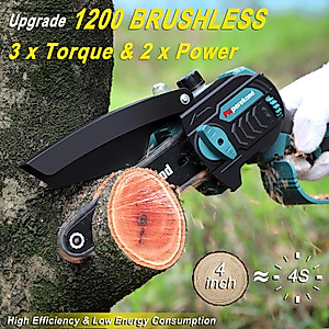 PKperekond Mini Chainsaw Cordless, Mini Chainsaw 6 Inch Cordless with 1200W Brushless Motor, Mini Chainsaw Battery Powered with Auto Oiler, Portable Electric Handheld Chainsaw for Courtyard and Garden
