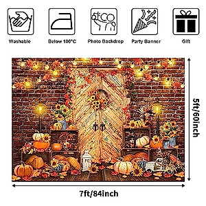 Avezano Fall Backdrops for Photography Autumn Family Holiday Photo Background Harvest Event Thanksgiving Photoshoot Portrait Photo Backdrops Decorations (7x5ft)