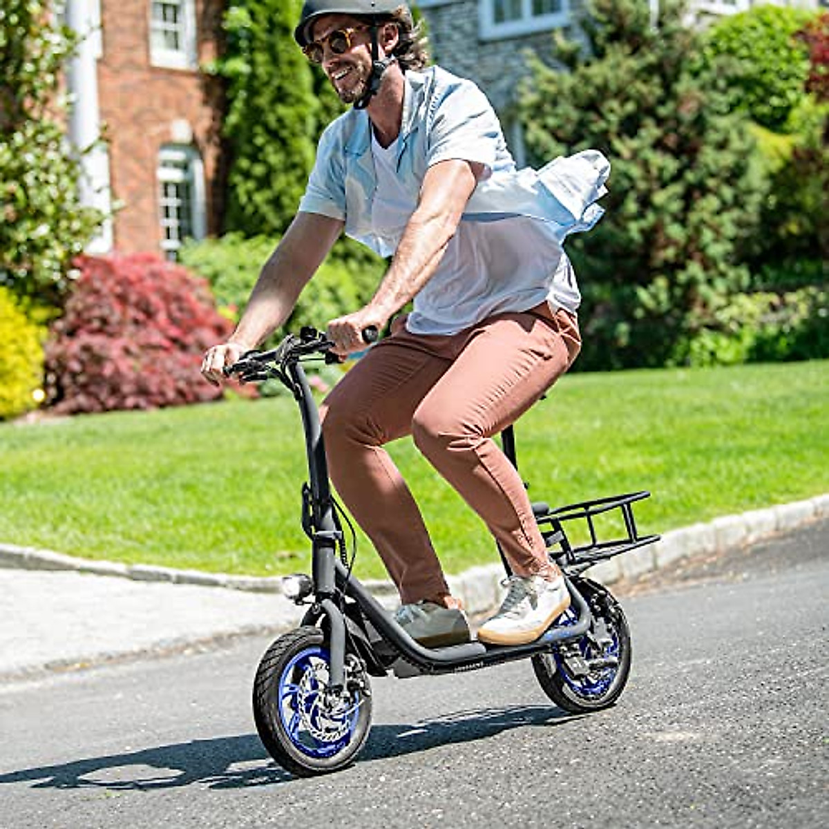 Jetson Ryder Electric Scooter, 15.5 MPH, 12 miles Max Range, Twist Throttle, 250-Watt Motor, Adjustable Seat, Foldable Handlebar, Rear Basket, Ages 12+, Gray, JRYDER-GRY