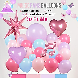 Pink and purple flamingo pink Balloon garland arch kit 130pcs Heart Shape ball mylar balloon for girl sweet16 princess Music fans Birthday Concert prom Mother's Day decorations