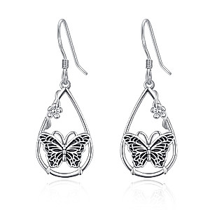 Palpitate Butterfly Earrings Butterfly Dangle Earrings 925 Sterling Silver Hypoallergenic Dangle Butterfly Earrings for Women Jewelry Gifts