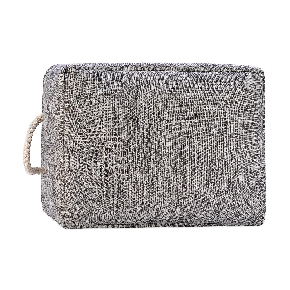 Collapsible Storage Basket Bins, Decorative Foldable Rectangular Linen Fabric Storage Box Cubes Containers with Handles- Large Organizer For Nursery Toys,Kids Room,Towels,Clothes, Grey 16Lx12Wx7.9H