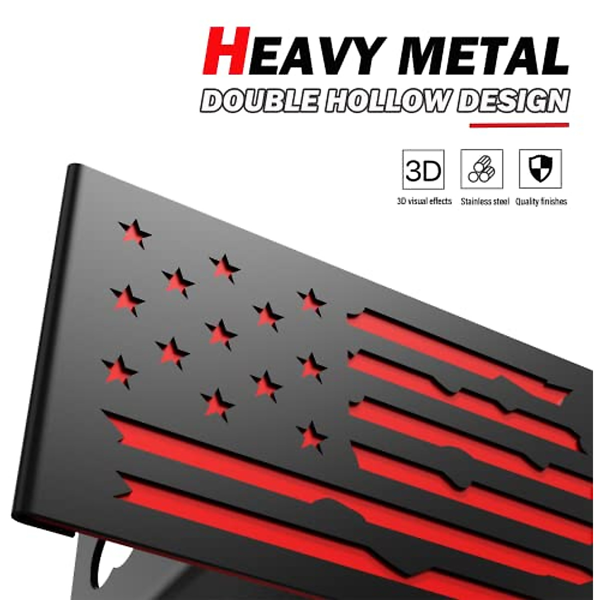 TOEASYTY Heavy American Flag Metal Trailer Hitch Cover for 2 Inch Receivers,Tow Hitch Covers 2 Inch for Truck Accessories(with 5/8-inch Pin Diameter Trailer Hitch Lock)