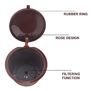 Reusable Coffee Capsule for Nescafe Dolce Gusto Brewers, 6 Pack Refillable Colorful Coffee Capsule Filter with Cleaning Brush and Measuring Spoon