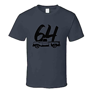 1964 F100 Pickup Truck Side View with Year Light Color T Shirt L Charcoal Grey