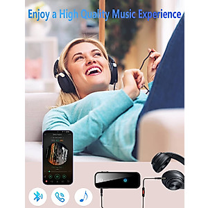 FMIIFMS Bluetooth 5.0 Adapter 3.5mm Jack Aux Dongle, 2-in-1 Wireless Transmitter Receiver for Car,TV Audio,Headphones,Speakers,Projector