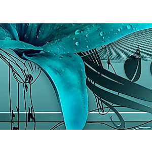 poetart Wall Decor for Bedroom, Wall Decor Living Room, Teal Flower Picture Canvas Print Wall Art Bedroom