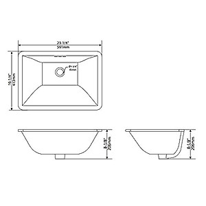 KRAUS Elavo 23-inch Rectangular Undermount White Porcelain Ceramic Bathroom Sink with Overflow, KCU-251