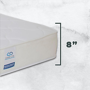 Oliver & Smith Twin Mattress 8 Inch - Medium Firm Euro Top, Double-Sided with Bonnell Coil Hybrid Support - 6 Layer High Density Foam - Cotton Cover Twin Size Mattress in A Box - White