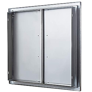 Outdoor Kitchen Doors- 30"W x 21"H - Stainless Steel BBQ Double Access Door,Flush Mount for Outdoor Kitchen and BBQ Island