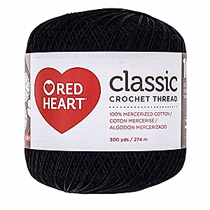 Red Heart Crochet Threads, 300 Yards, Black