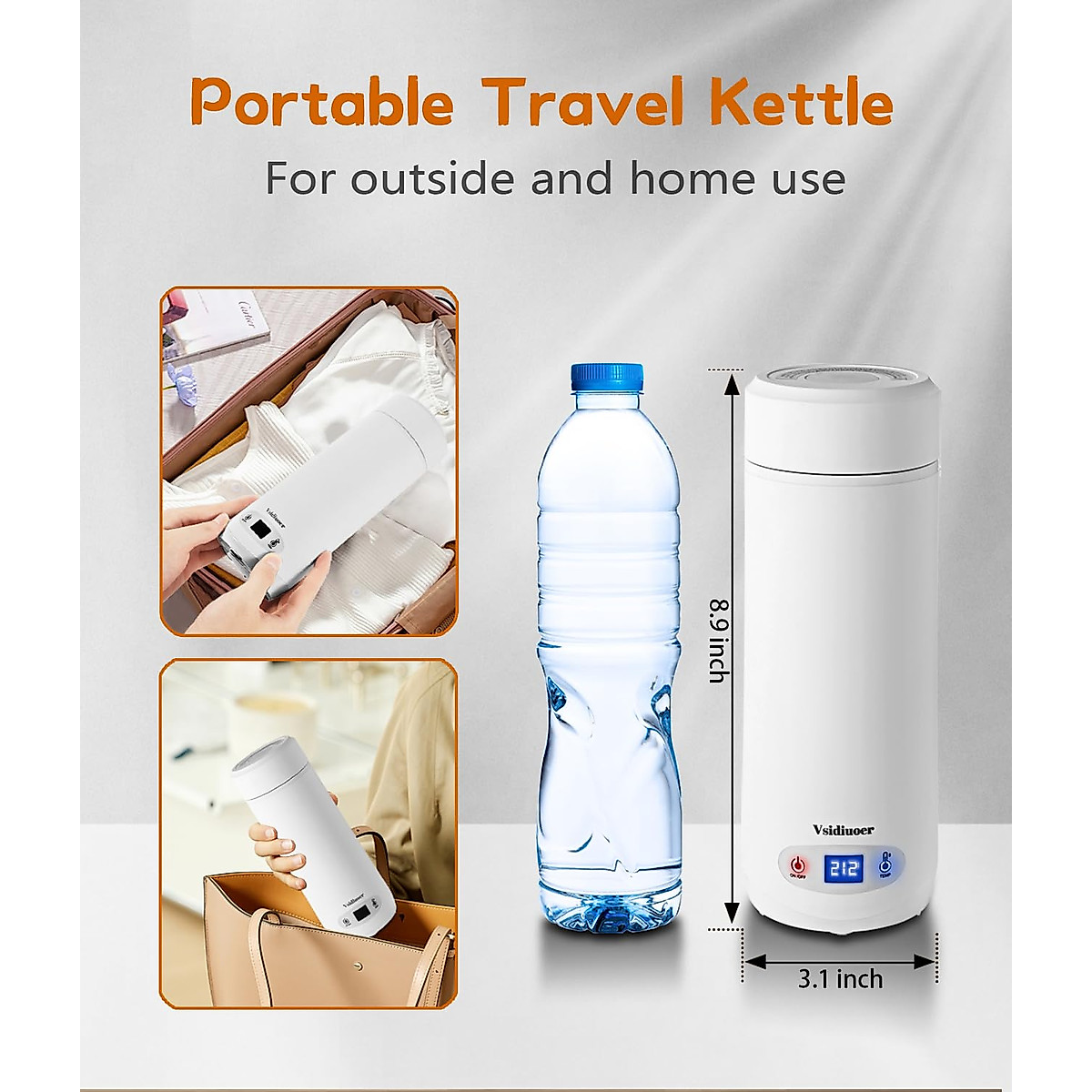 Portable Tea Kettle Electric Travel, 350ML mini tea kettle Water Heater with 4 Temperature Settings, Auto Shut-Off and Boil Dry Protection