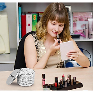 Bathroom Jars q tip holder, Mosaic Glass Cotton Swab Holder, Cosmetics Makeup Accessories Storage for Makeup Sponge Bath Salts Storage Christmas Birthday, Silver