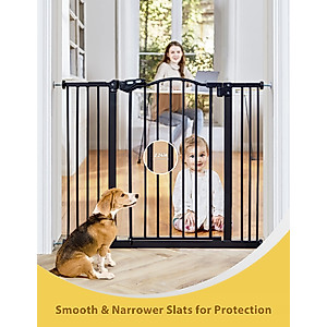 InnoTruth 29-39.6" Width Auto Close Baby Gate, 30" Tall Wide Dog Gate for Pets, Easy Install Walk Through for Doors, Hallways, House, Safety Kid/Puppy Pressure or Hardware Mounted Metal Gate, Black