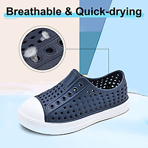 QLZ Toddler Kids Water Shoes for Boys Girls Garden Sandals Rubber Shoes Beach Sneakers, Slip-on Anti-Slip Lightweight Breathable Quick Dry Soft Flexible（Toddler/Little Kid/Big Kid） Blue
