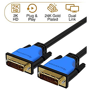 BlueRigger DVI to DVI Monitor Cable (6FT, 24+1 Dual Link, Digital Video Cable, Male to Male) - for Gaming, DVD, Laptops, HDTV and Projector