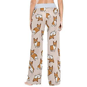 Women's Pajama Pants Little Corgi Sleepwear Lounge Pajama Bottoms Flesh-Colored M