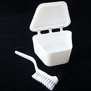 Denture Bath Brush Dental Retainer Box Orthodontic Mouth Guard Storage Container