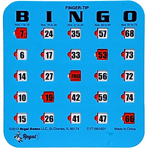 Regal Bingo Bulk Bingo Cards with Sliding Windows - Reusable Large Print Bingo Game Cards for Adults Large Group - 25 Pack, Blue