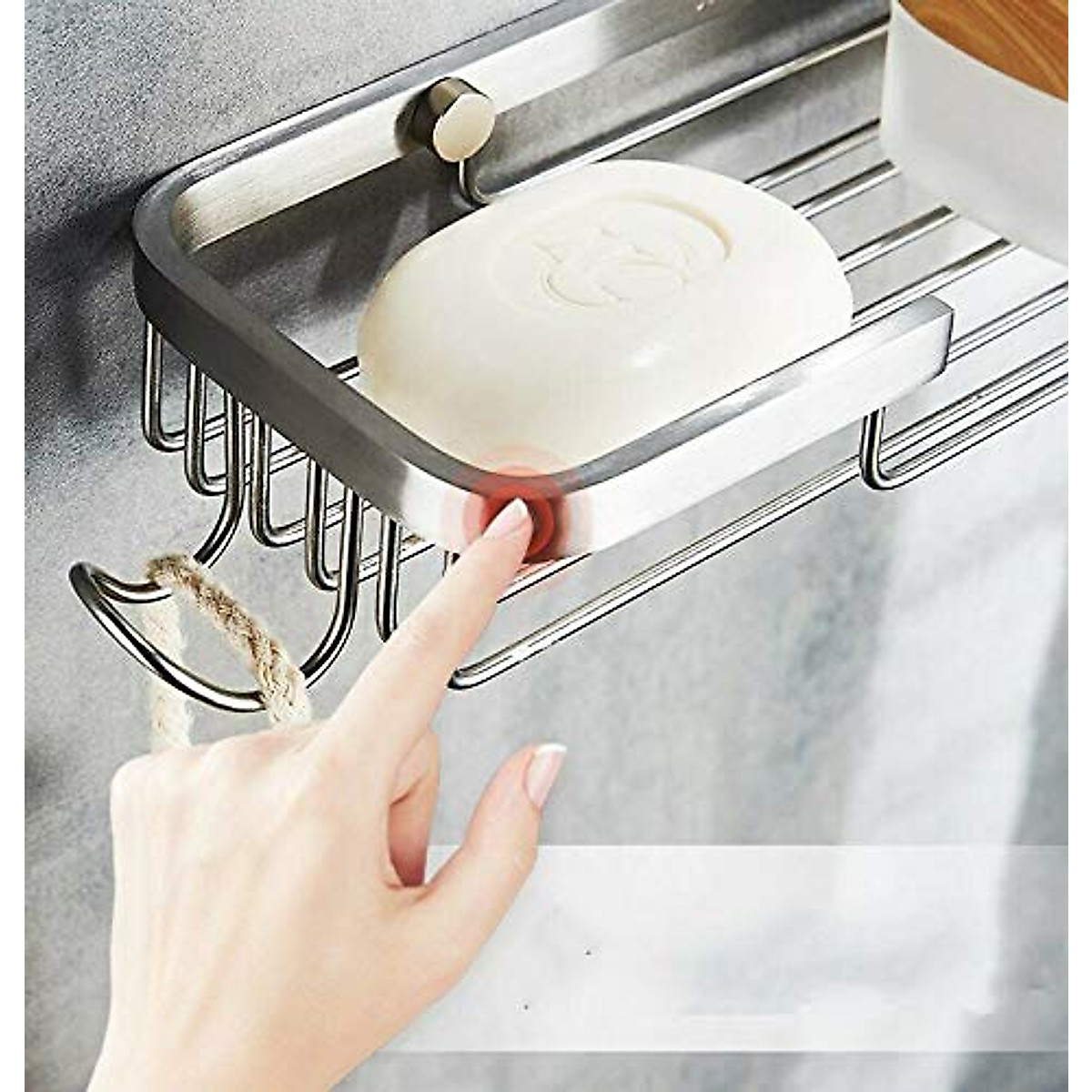 housebest Wall Mounted Brushed Nickel Shower Caddy Bath Organizer Storage Basket Soap Dish Holder Hooks Stainless Steel Shampoo, Conditioner Bathroom Accessories