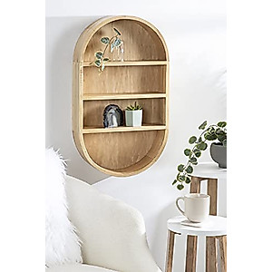 Kate and Laurel Hutton Scandinavian Capsule Wall Shelf, 16 x 28, Natural Wood, Geometric Modern Shelves for Wall