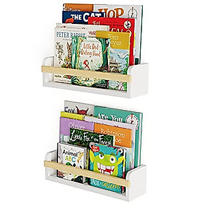Wallniture Florida Floating Shelves for Kids Room Decor, Kids Bookshelf, Nursery Decor Wood Shelf for Wall Set of 2, White