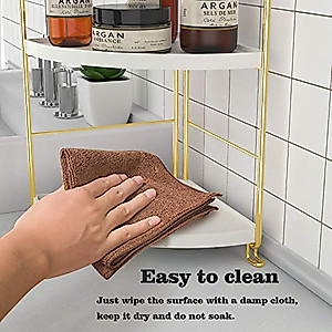 FSyueyun 2-Tier Corner Bathroom Countertop Organizer, Kitchen Spice Rack Makeup Storage Shelf Vanity Bedroom Storage Tray (Gold)