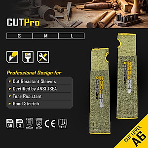 COOLJOB A6 Cut Resistant Sleeves with Thumb Hole for Gardening Pruning Pet Handling, 18” Protective Arm Cover for Men Women, Thin Skin Approved Work Protector for Gardener Farmer, Large, 1 Pair