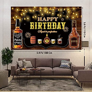 Whiskey Birthday Party Decorations for Men, 110 Pcs Aged to Perfection Party Supplies Balloons Garland Arch Kit for Mens 30th 40th 50th - Backdrop, Cake, and Cupcake Toppers, Latex Balloon, Foil Balloon, Hanging Swirls