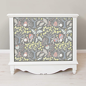 NuWallpaper NU3039 Groovy Garden Grey Peel & Stick Wallpaper, Multicolor