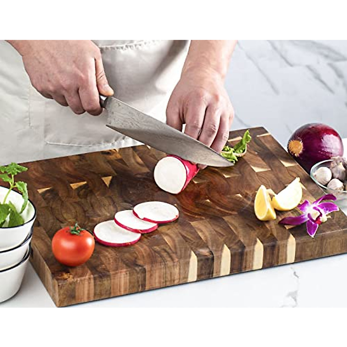 Kitory Heavy Duty Cutting Boards - Large Size Acacia Wood Board Corrosion Resistance High Toughness - Ultra Thick Kitchen Cutting Board - Ideal for Chopping Bones, Cutting Meat, Vegetables, Fruits