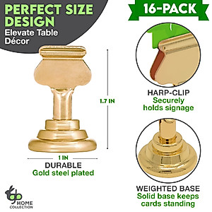 Gray Bunny 16 Pieces Metal Table Number Holders 1.7 Inches Gold Place Card Holder, Table Number Stands, Table Sign Holders, Gold Table Card Holder for Photos, Food Signs, Birthdays, Events