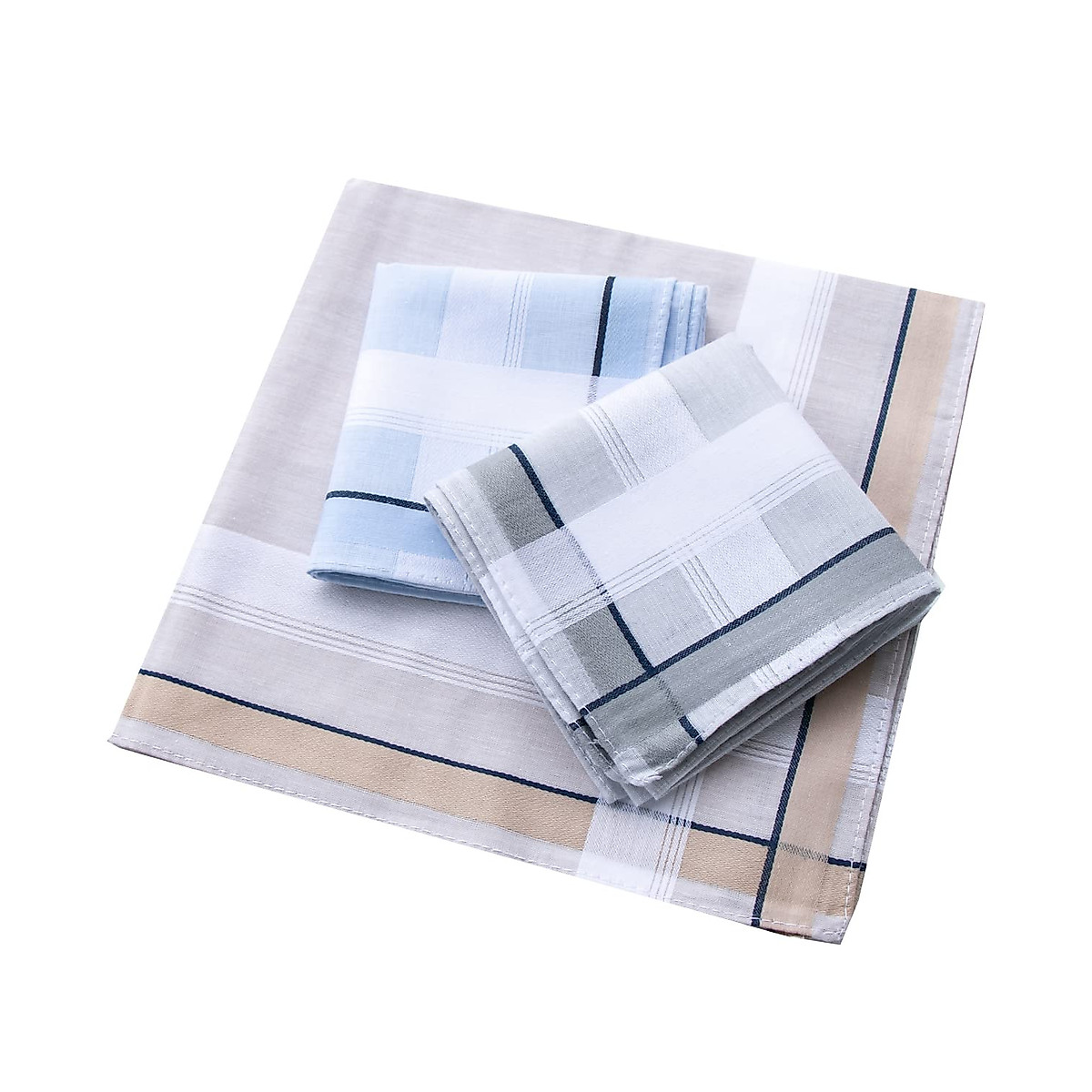 BonjourMrsMr Men's Handkerchies 100% Cotton Hanky 3 Piece Gift